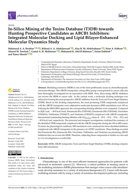 Pdf In Silico Mining Of The Toxins Database T3db Towards Hunting