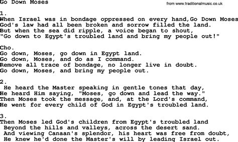Go Down Moses Apostolic And Pentecostal Hymns And Songs Lyrics And Pdf