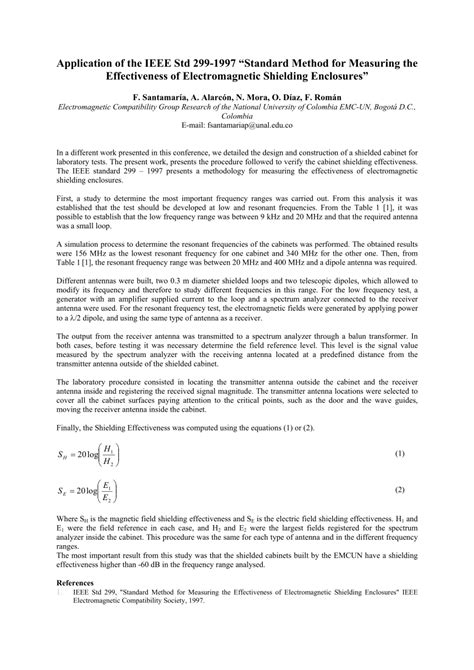 Pdf Application Of The Ieee Std 299 1997 Standard Method For Measuring The Effectiveness Of