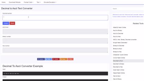 Decimal To Ascii Text Converter