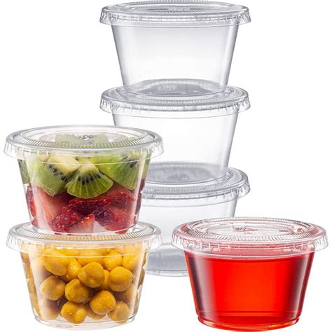 Comfy Package 4 Oz Disposable Mini Dipping Sauce And Dressing Condiment Containers With Lids 100