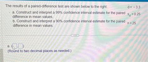 Solved The Results Of A Paired Difference Test Are Shown
