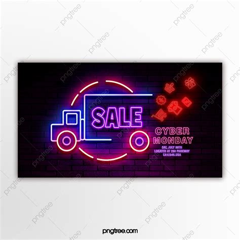네온 스타일 사이버 월요일 프로모션 포스터 템플릿 Psd 다운로드 디자인 자료 다운로드