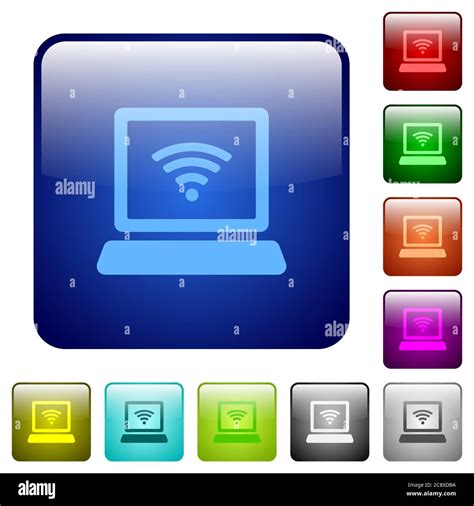 Set Of Computer With Wireless Color Glass Rounded Square Buttons Stock Vector Image And Art Alamy