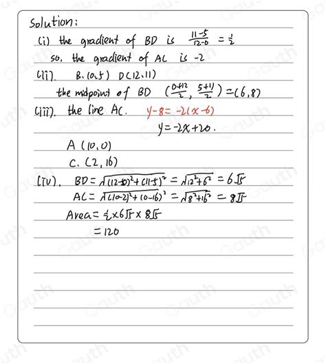 solved 12 the diagram shows a rhombus abcd b and d are 0 5 and 12