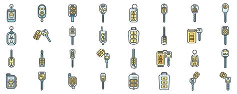 Car Alarm System Icons Set Color Line 47221817 Vector Art At Vecteezy