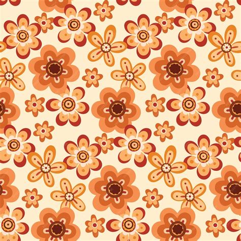 레트로 히피 스타일의 식물과 귀여운 꽃 프린트 파스텔 색상 벡터 일러스트 레이 션의 장식 꽃 봉오리와 원활한 패턴 낭만적 인 식물 배경 프리미엄 벡터