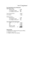 Process Costing EUP Calculation Cost Per EUP Summary Course Hero