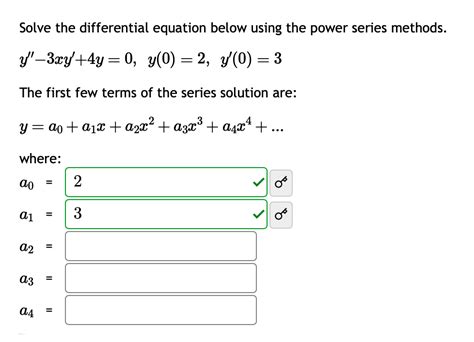 solve the differential equation below using the power