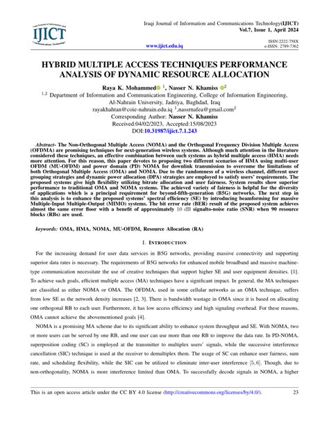Pdf Hybrid Multiple Access Techniques Performance Analysis Of Dynamic