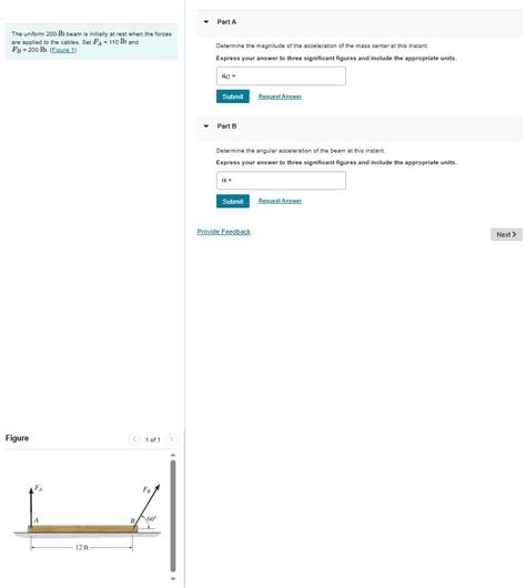 Solved The Uniform 200 Lb Beam Is Initially At Rest When The