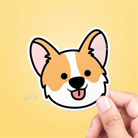 Cute Corgi Face Sticker Cjs Sticker Shop