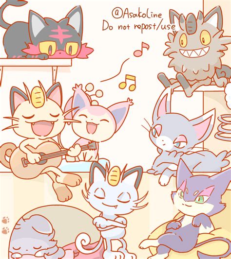 Asakoline Alolan Meowth Espurr Galarian Meowth Glameow Litten Meowth Purrloin Skitty