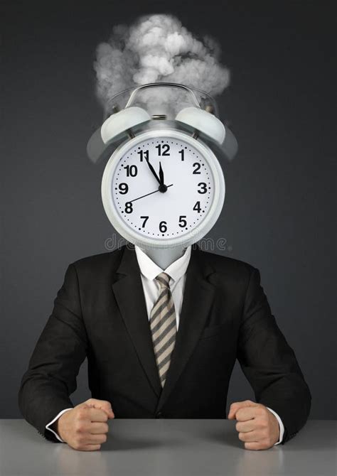 Businessman With Ringing Alarm Clock Instead Of Head Lack Of Ti Stock Image Image Of Mind