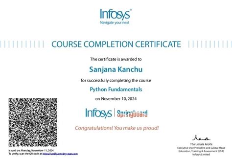 Sanjana Kanchu On Linkedin Infosys Springboard Pythonfundamentals