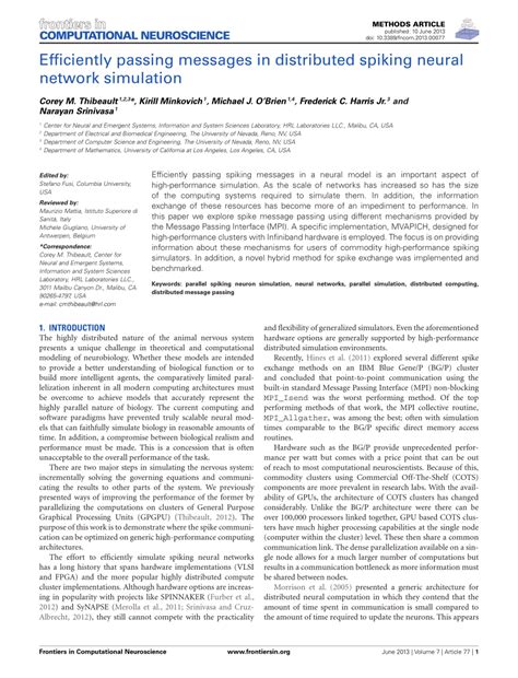 Pdf Efficiently Passing Messages In Distributed Spiking Neural