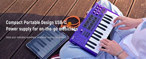 Synido Usb C Midi Keyboard Controller 25 Key With Drum Pads Responsive Compact Size Keys Oled
