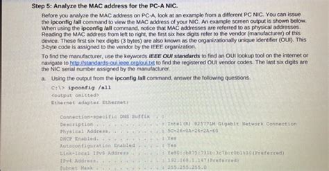 Lab View Network Device Mac Addresses Topology Pc A
