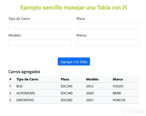 ejemplo sencillo manejar una tabla con javascript