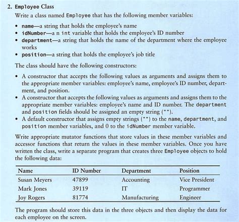 Solved In C I Have A Class Named Employee With Variables