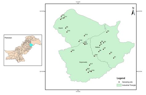 Map Of Sampling Sites Showing Industrial Triangle Of Punjab Pakistan Download Scientific