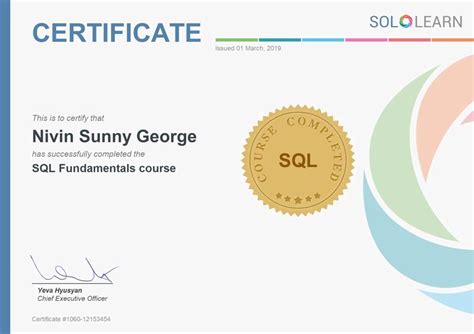 Nivin Sunny George On Linkedin Sololearn Sql Certification