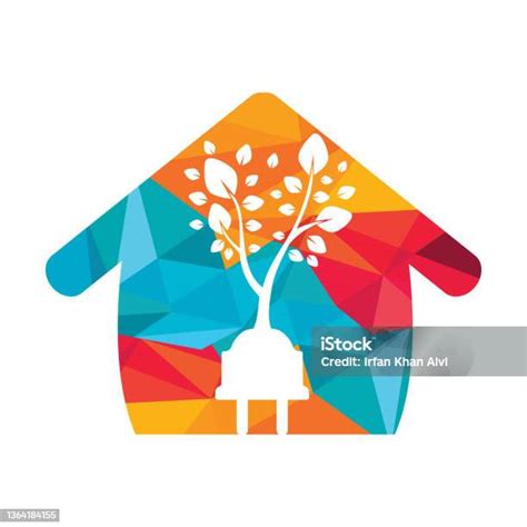 녹색 에너지 전기 로고 개념 나무와 가정전기 플러그 아이콘 개념에 대한 스톡 벡터 아트 및 기타 이미지 개념 개념과 주제