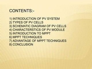 Solar Pv System And Mppt PPTX