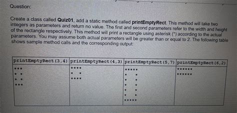 solved question create a class called quiz01 add a static