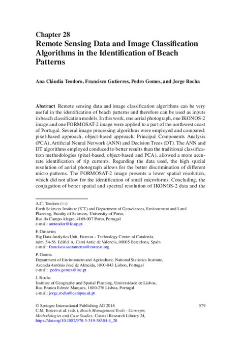 Pdf Remote Sensing Data And Image Classification Algorithms In The Identification Of Beach