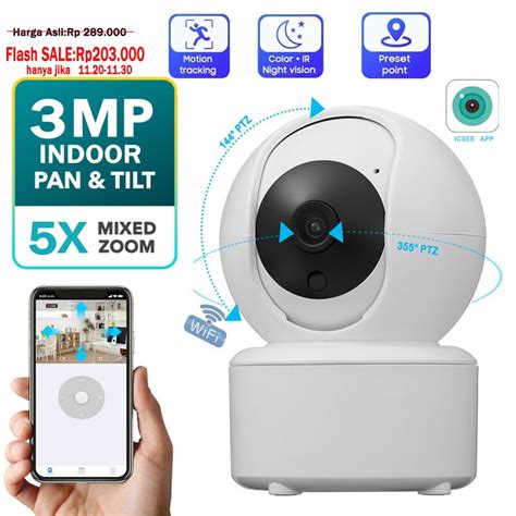 Jual Smart IP Camera CCTV 3MP Kamera Wifi Jarak Jauh HP Camera Cctv Indoor Icsee 360 PTZ Smart