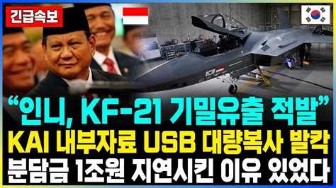 “인니 Kf 21 기밀유출 적발” Kai 내부자료 Usb 대량복사 발칵 분담금 1조원 지연시킨 이유 있었다 Youtube