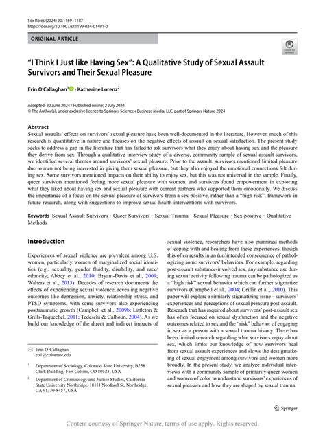 I Think I Just Like Having Sex A Qualitative Study Of Sexual Assault Survivors And Their