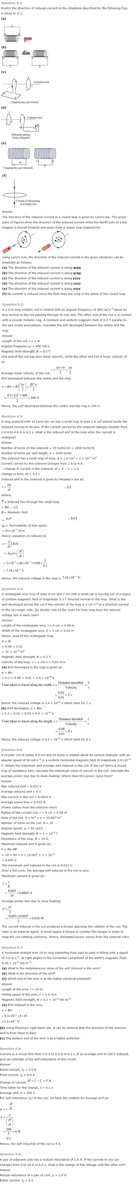 NCERT Solutions For Class Physics Chapter Electromagnetic Induction