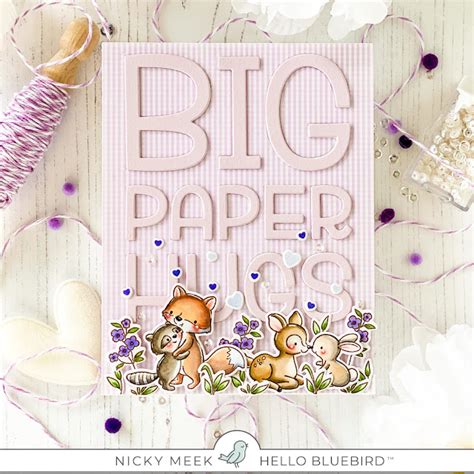 Nicky Noo Cards Hello Bluebird Stamps Big Hugs Woodland