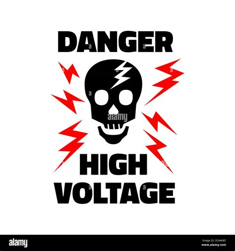 Danger Symbol High Voltage Sign Vector Skull Lightning Electricity Warning Template