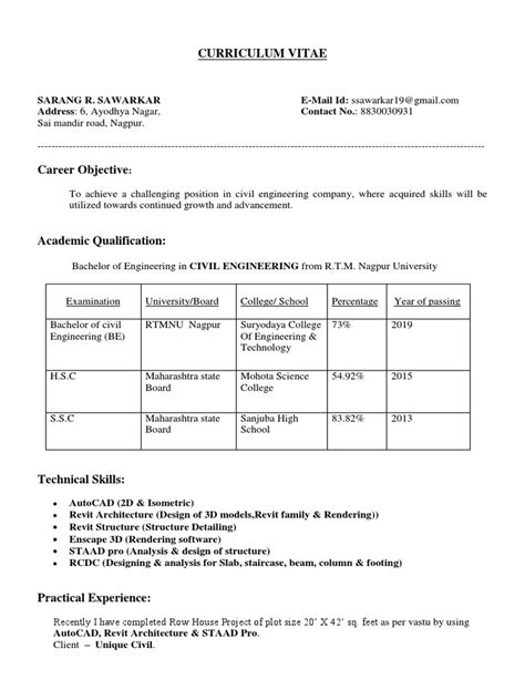 Best Cv For Bim Profile Pdf Autodesk Revit