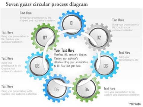 Business Diagram Seven Gears Circular Process Diagram Presentation Template