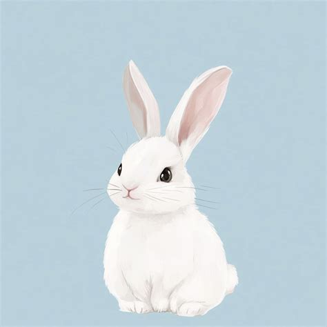 하늘색 배경에 귀여운 토끼가 있는 일러스트 사랑스러운 느낌의 파스텔톤 색상으로 디자인된 아이폰 배경화면