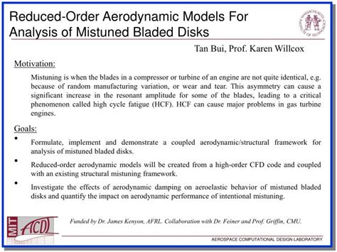 Ppt Reduced Order Aerodynamic Models For Analysis Of Mistuned Bladed Disks Powerpoint