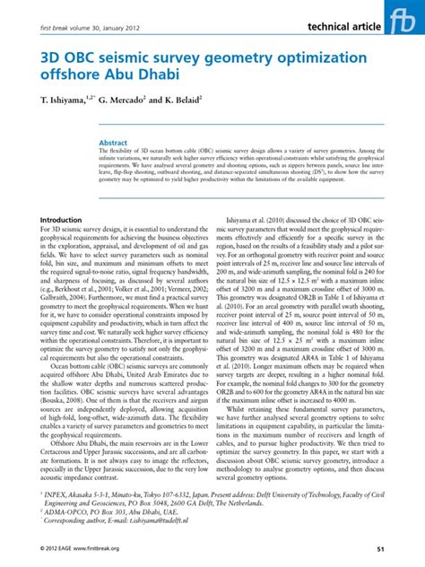 3d Obc Seismic Survey Geometry Optimization Pdf Reflection Seismology Ratio