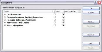 Debugging Why Wont Visual Studio Stop When Exceptions Occur Stack