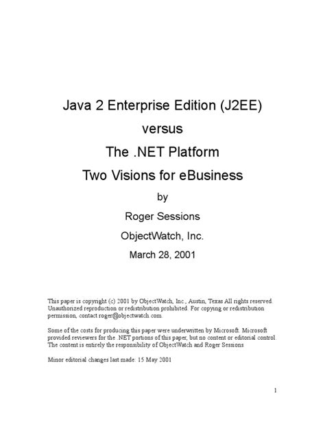 Java 2 Enterprise Edition J2ee Versus Two Visions For Ebusiness Pdf Soap Java Platform