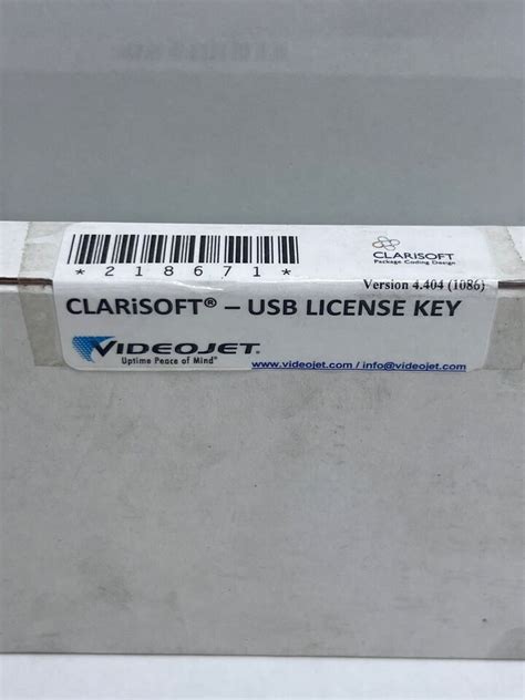 Videojet Clarisoft Usb License Key 218671 Ver 4 404 1086 Ebay