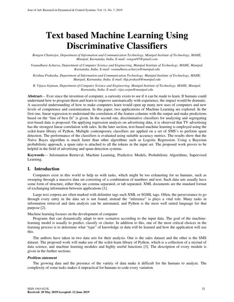 Pdf Text Based Machine Learning Using Discriminative Classifiers