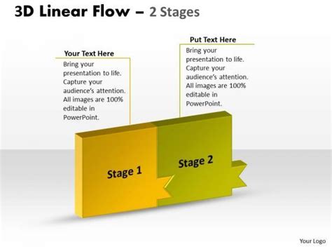 Sales Diagram 3d Linear Flow 2 Stages