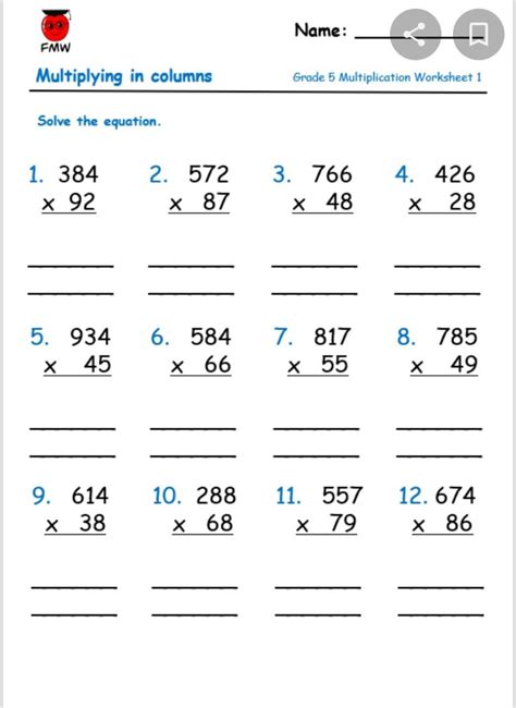 Multiplication And Division Worksheet Maths Assignment Teachmint