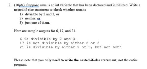 Solved 2 10pts Suppose Num Is An Int Variable That Has