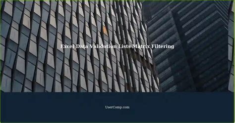 Filter Excel List Using Data Validation Lists Matrix A Step By Step Guide
