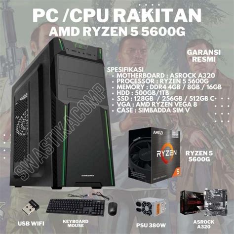 Jual Pc Rakitan Komputer Amd Ryzen G Pc Gaming Baru Garansi Resmi Gb Kapasitas